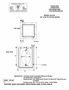 24″ x 24″ ID Catch Basin | Keeler Precast Concrete, Inc.